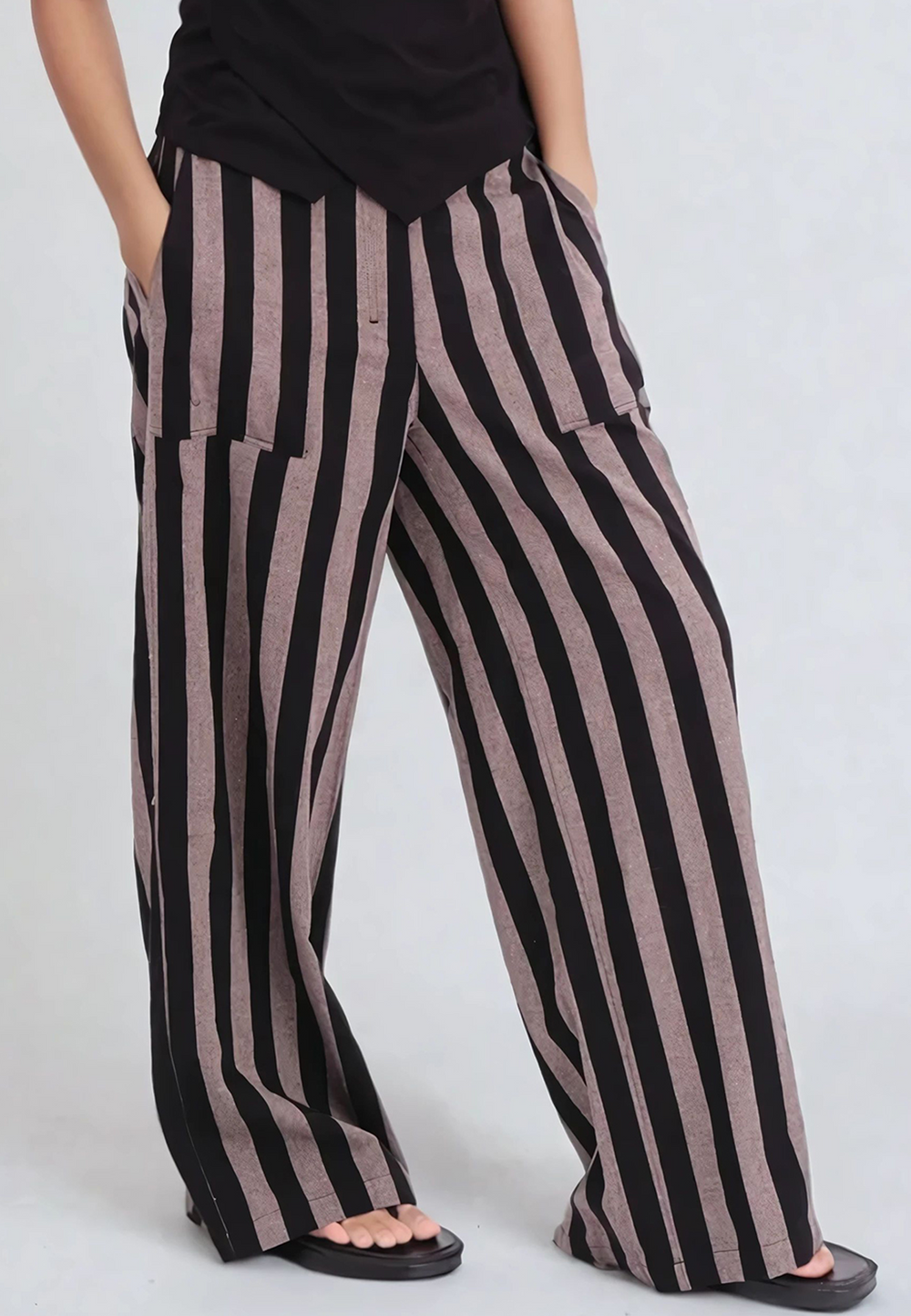RELIGION Revelation Stripy Wide Leg Trousers