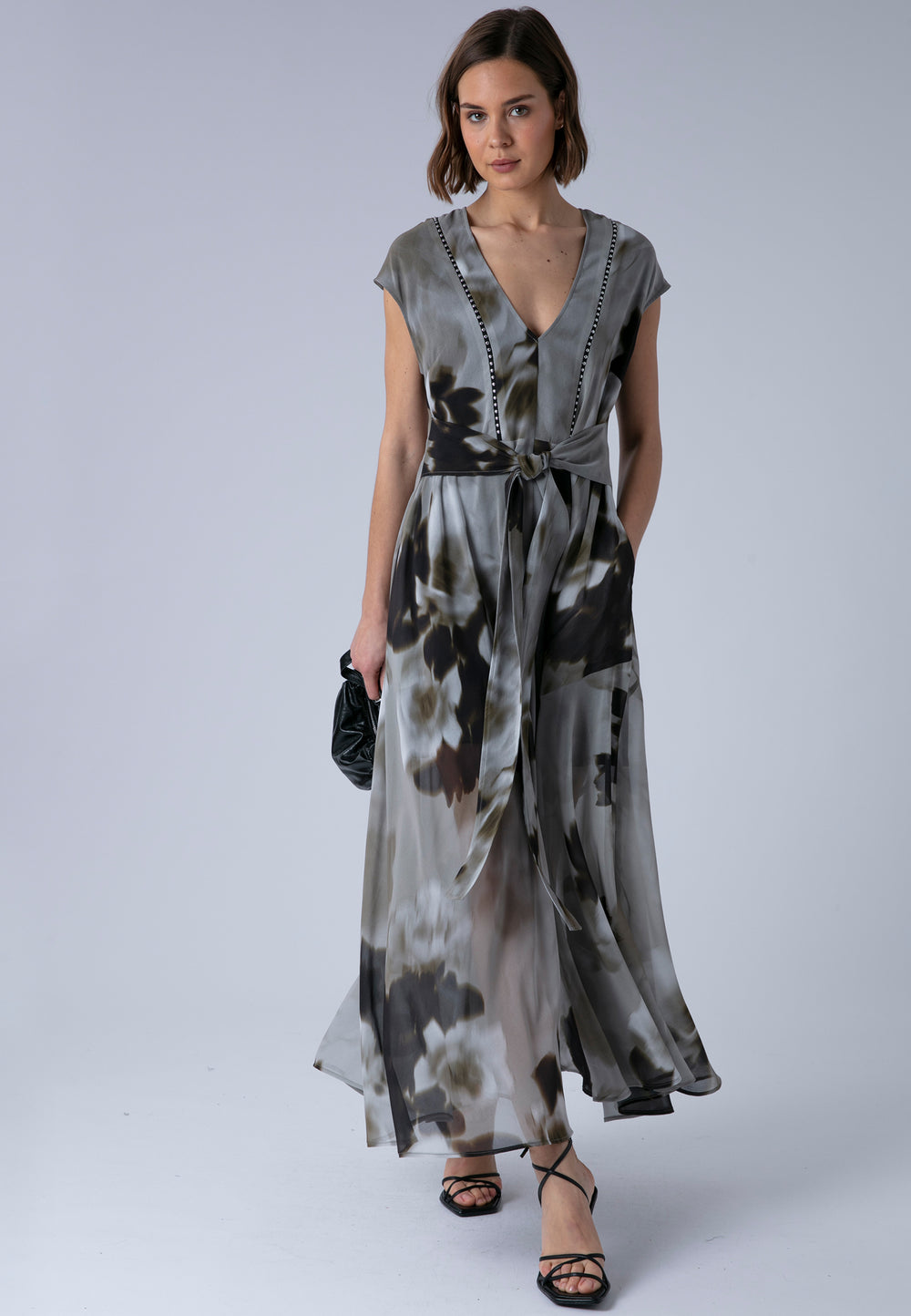 RELIGION Floral Print Blur Sepia Lilian Maxi Dress
