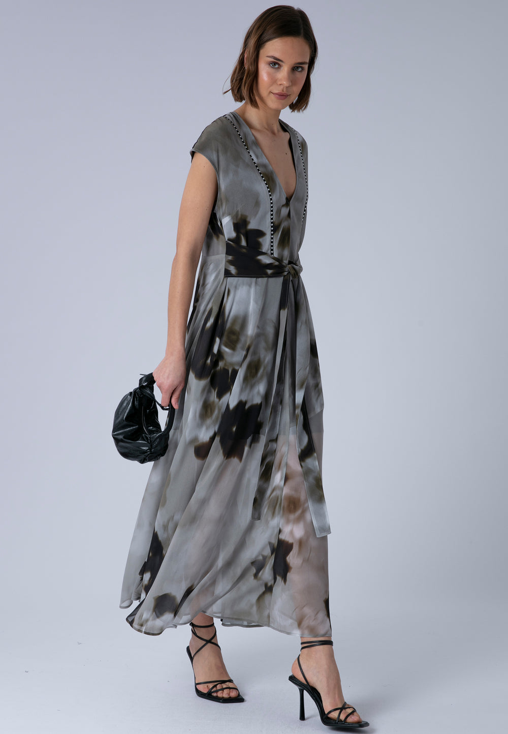 RELIGION Floral Print Blur Sepia Lilian Maxi Dress