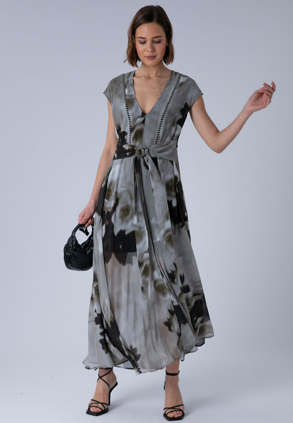 RELIGION Floral Print Blur Sepia Lilian Maxi Dress