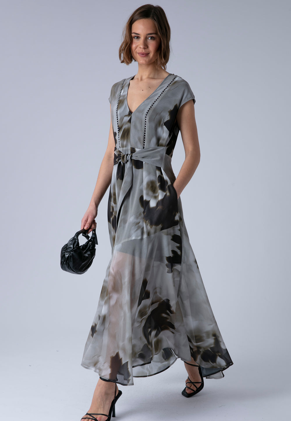 RELIGION Floral Print Blur Sepia Lilian Maxi Dress