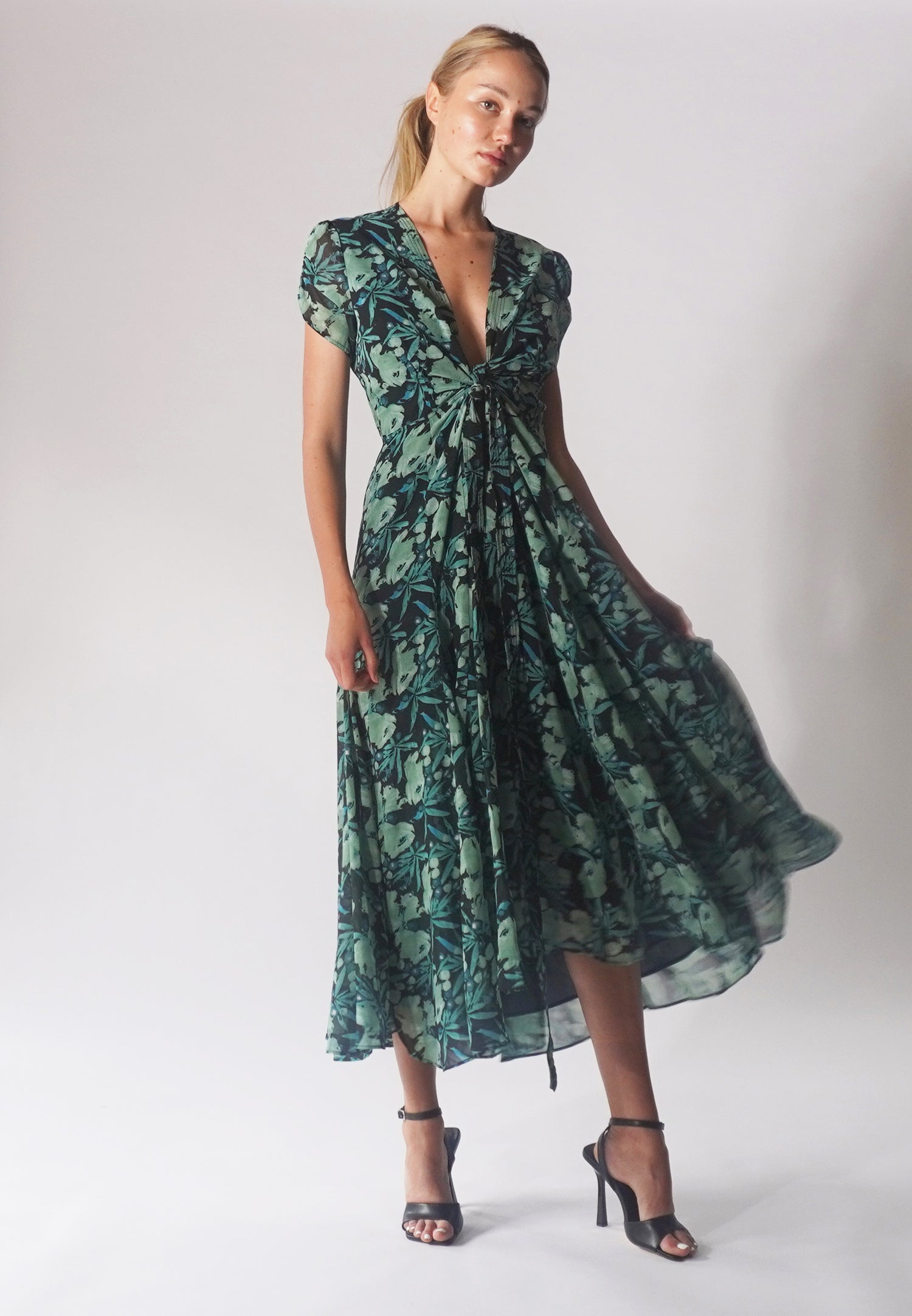 RELIGION Solstice Floral Green Maxi Dress