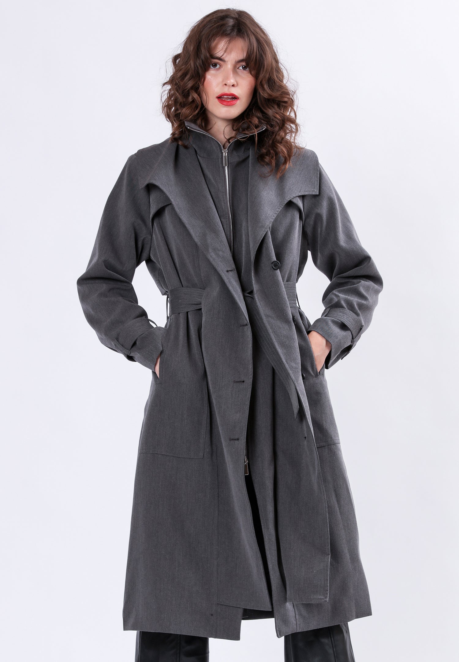 RELIGION Spirit Charcoal Trench Coat