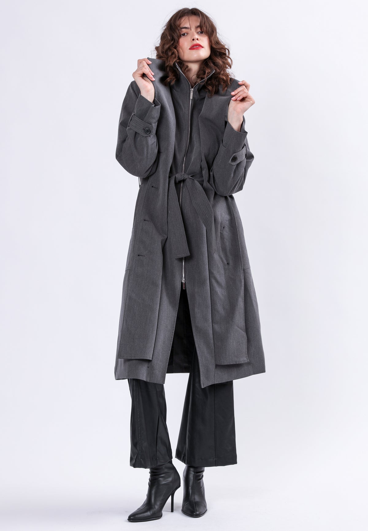 RELIGION Spirit Charcoal Trench Coat