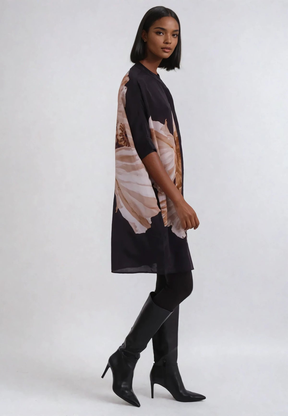 RELIGION Twist Floral Print Tunic Dress