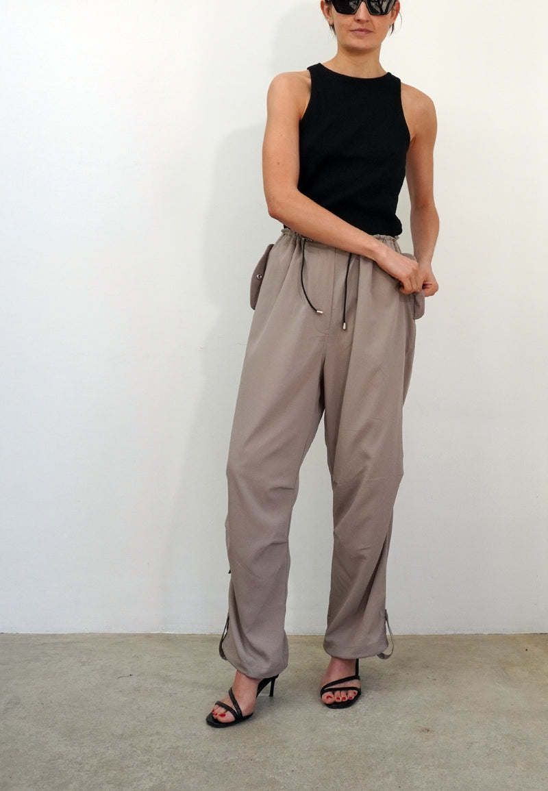 RELIGION Trace Taupe Parachute Trousers