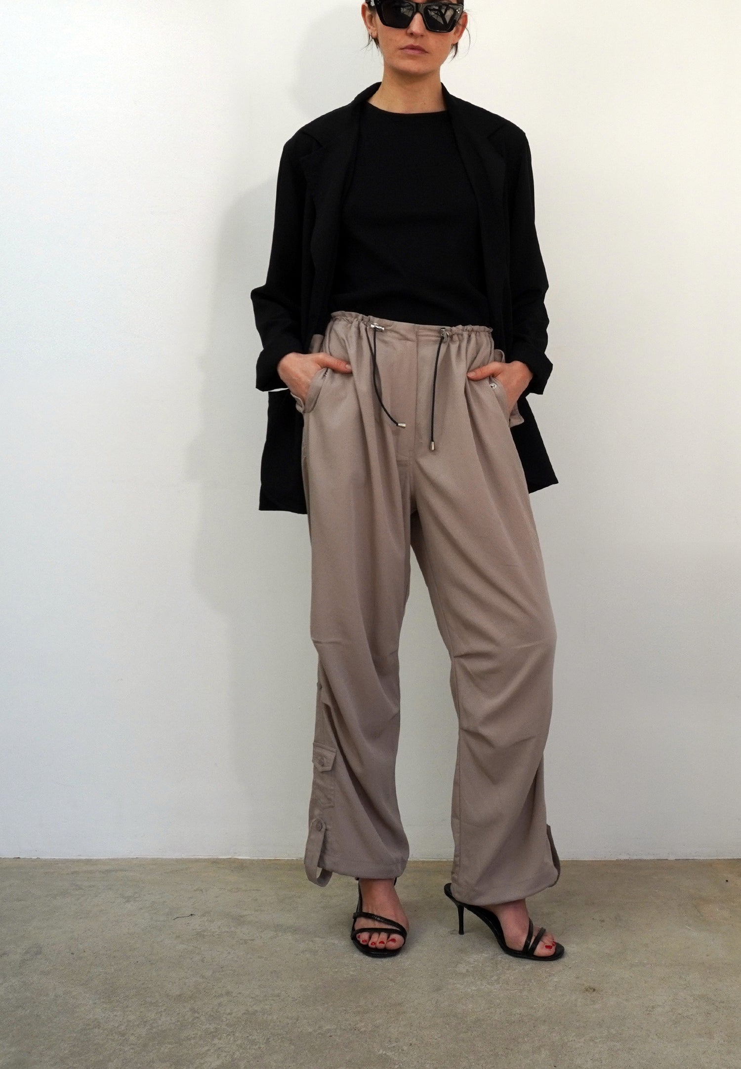 RELIGION Trace Taupe Parachute Trousers