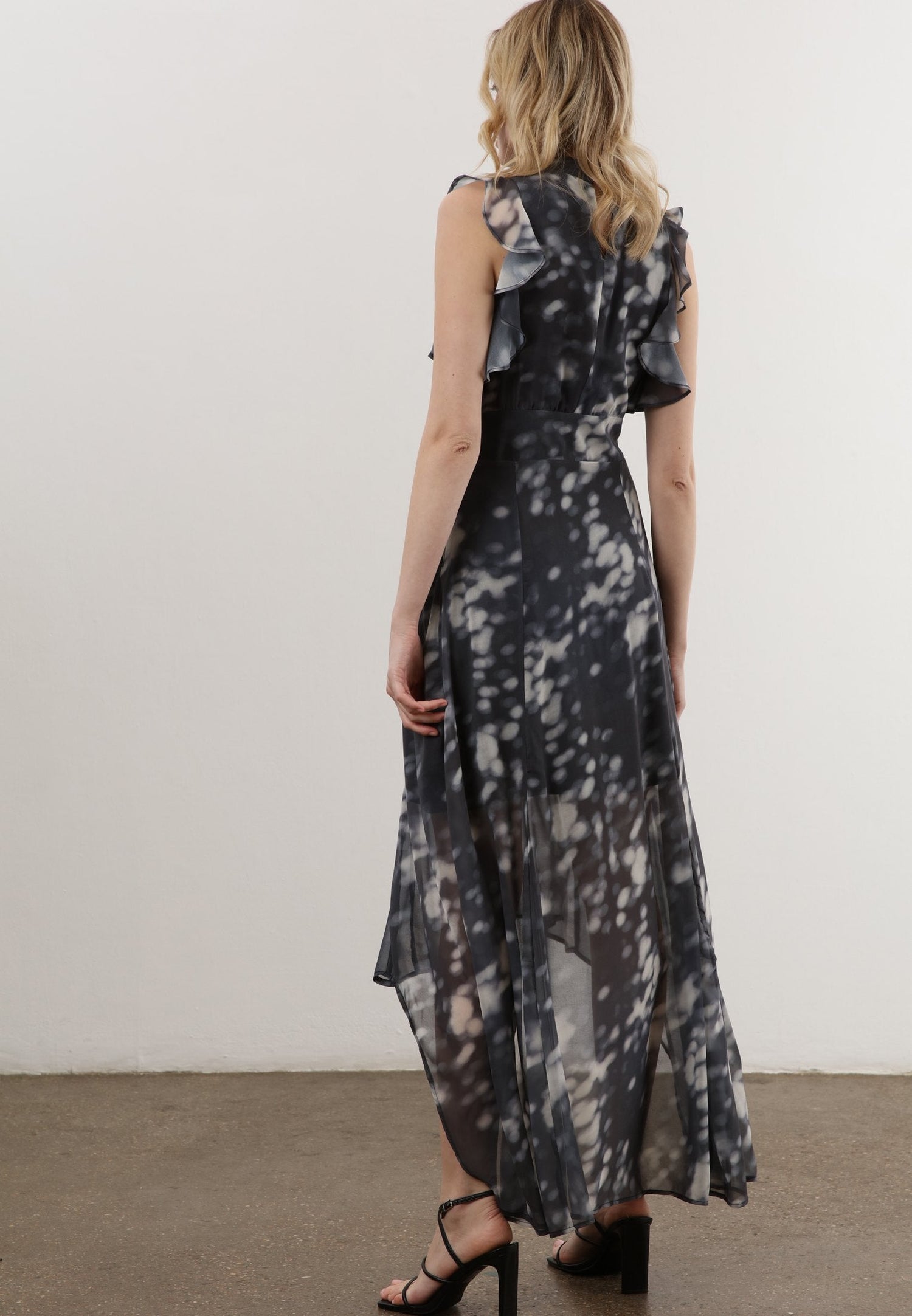 RELIGION Eclipse Black Printed Maxi Dress