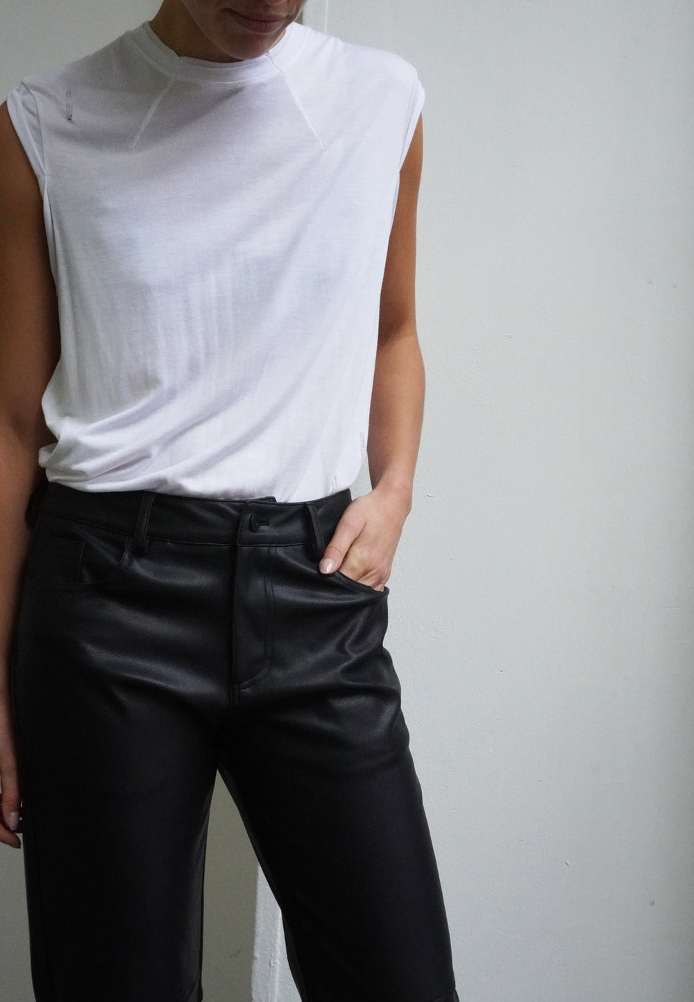 RELIGION Faux Leather Proteus Trousers Jet Black