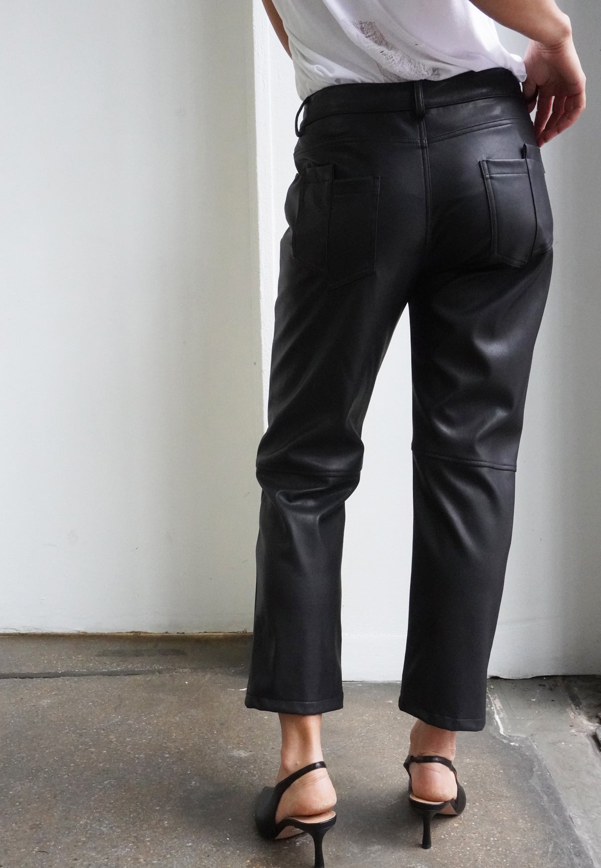 RELIGION Faux Leather Proteus Trousers Jet Black